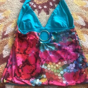 BECCA | Swim | Becca Tankini Bikini Top M Rainbow Mosaic | Poshmark